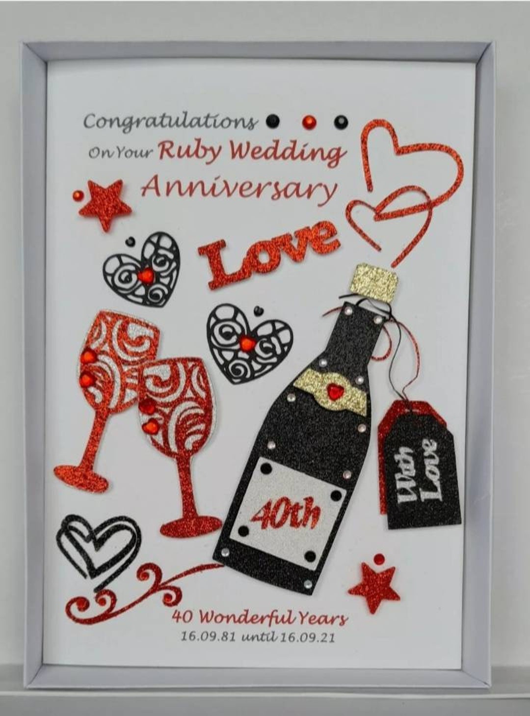 Handmade Personalised Ruby Anniversary Card - Etsy