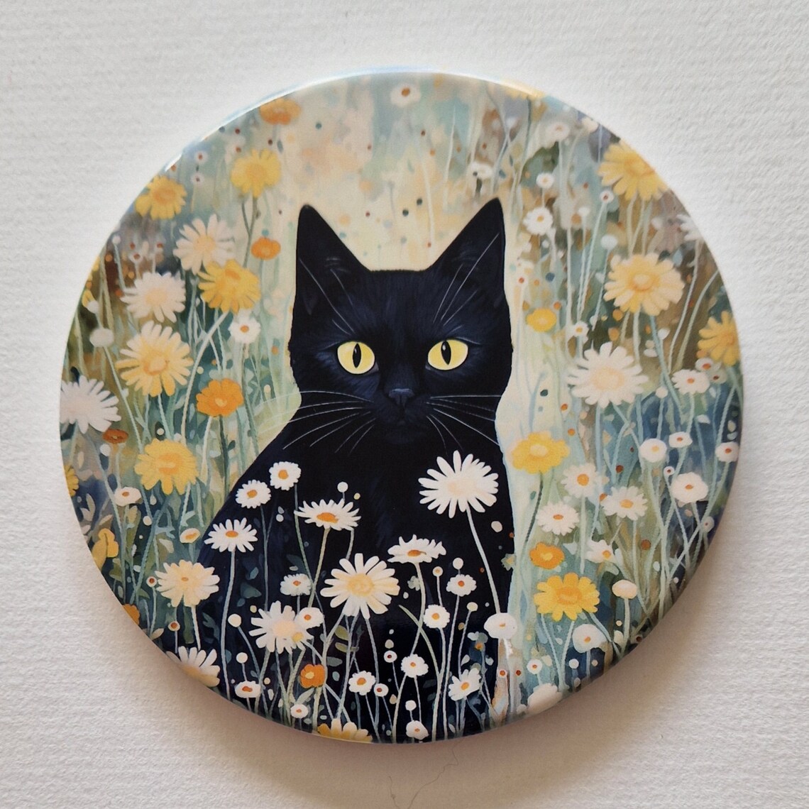 Beautiful Round Black Cat Ceramic Coasters - Etsy