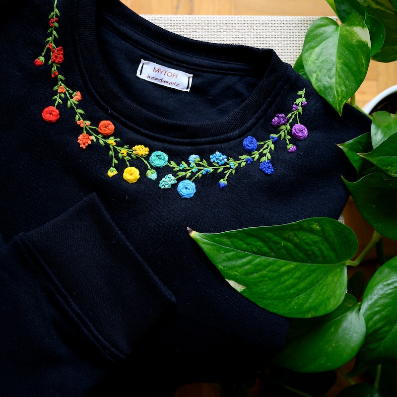 Hand Embroidered Sweatshirt - Etsy