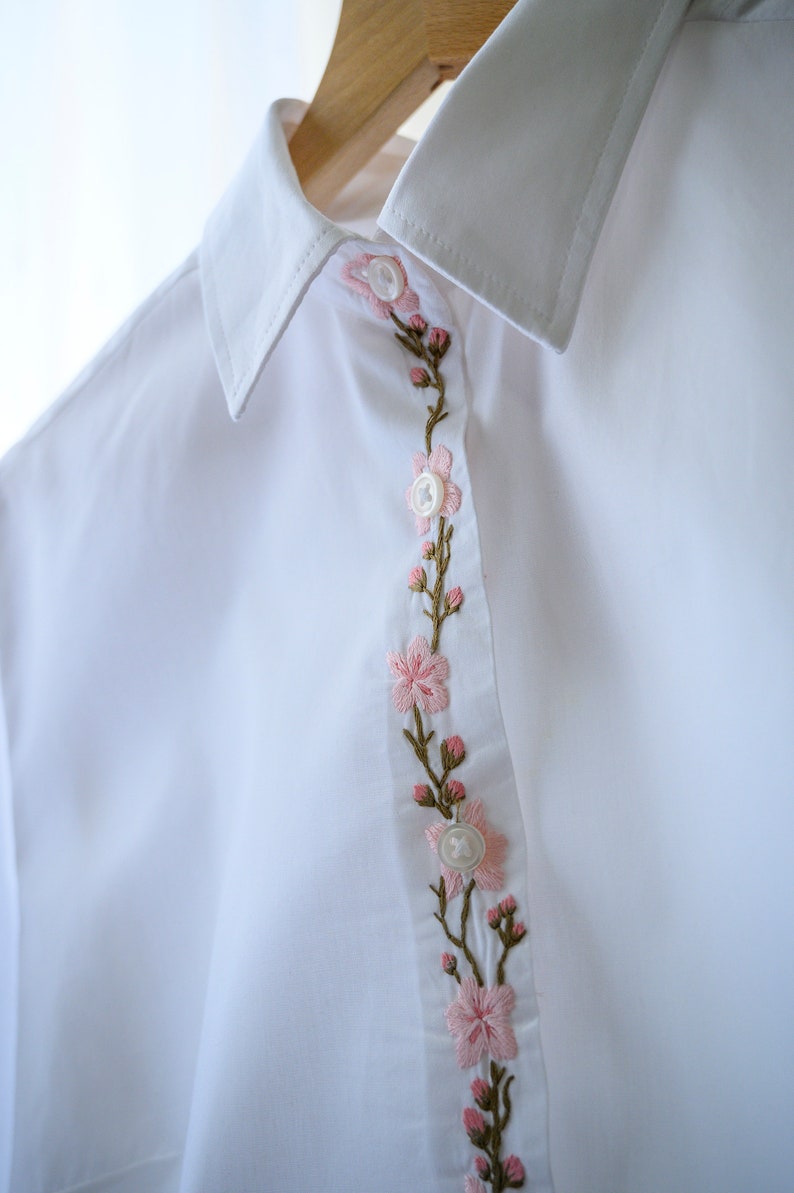 Hand-embroidered Shirt/ Customized Shirt / Flower's Shirt / Hand ...