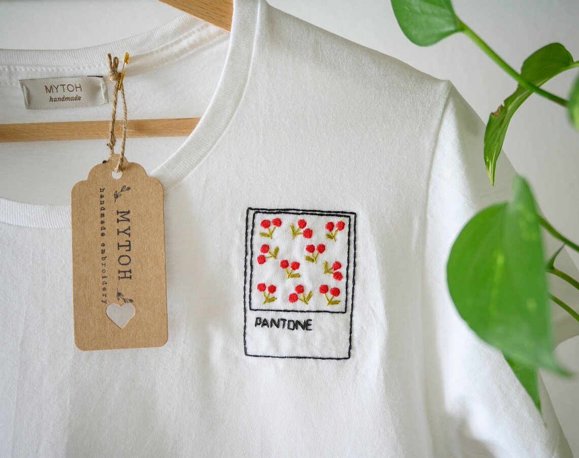 Pantone Custom Hand Embroidered T-shirts 100% Cotton / Pantone | Etsy