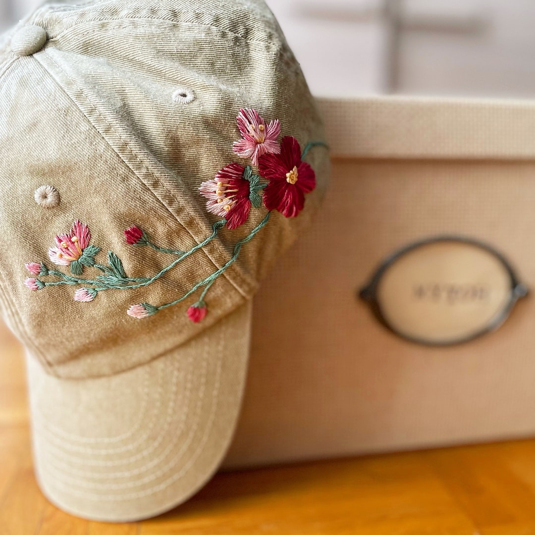 Custom Hand Embroidered Vintage Style Hat / Floral Hat / Colorful Hat ...