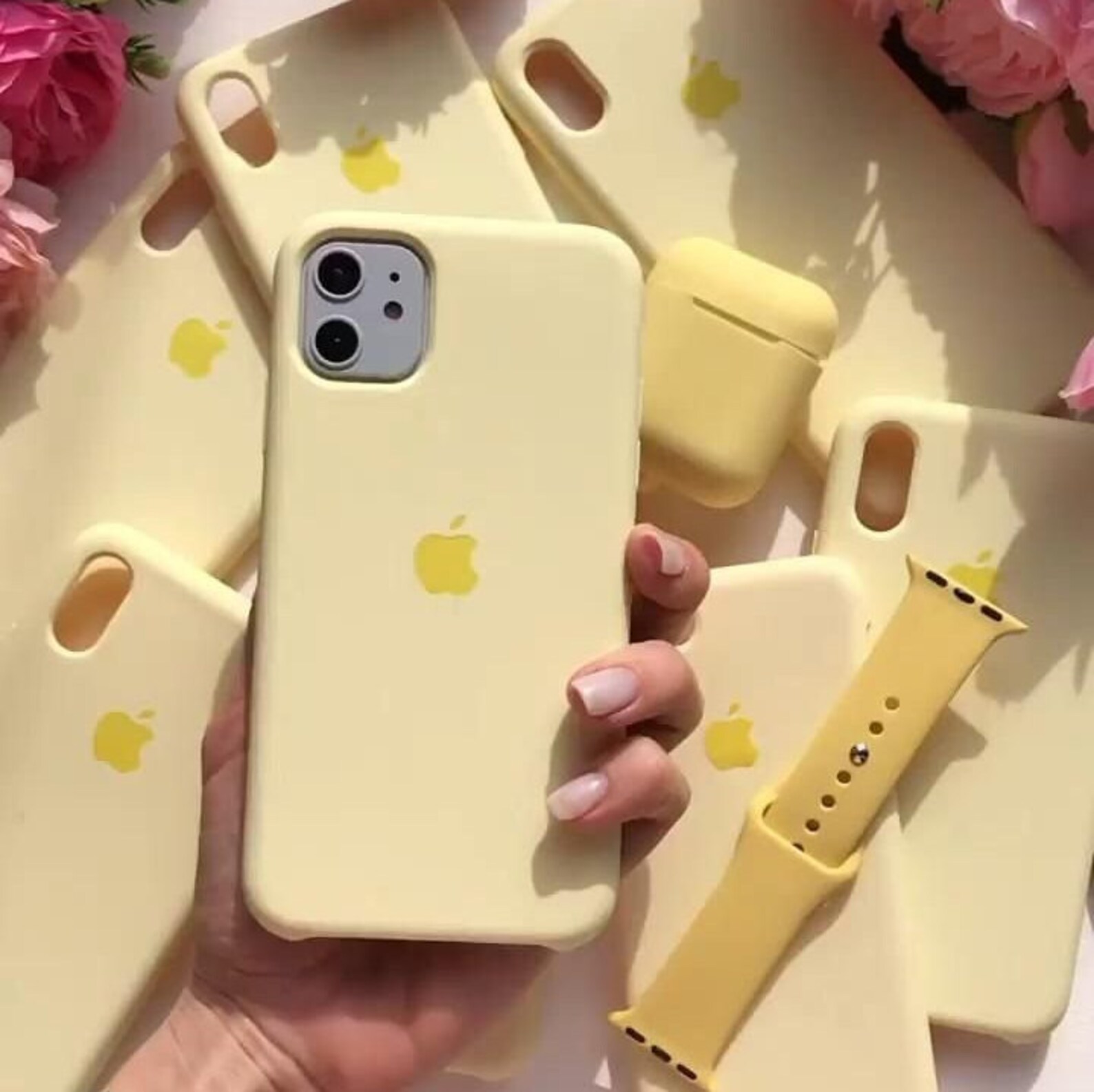 22 Solid Color Liquid Silicone Yellow Phone Cases Iphone Cover - Etsy