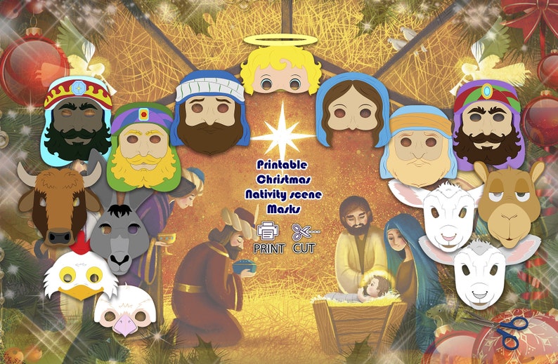 Nativity Scene Mask Template, Cut-out Printable Mask, Pdf Cut Print ...