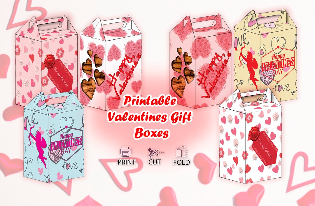 Valentines Printable Gigt Box Template Cut-print Pdf Fold Cut Print ...