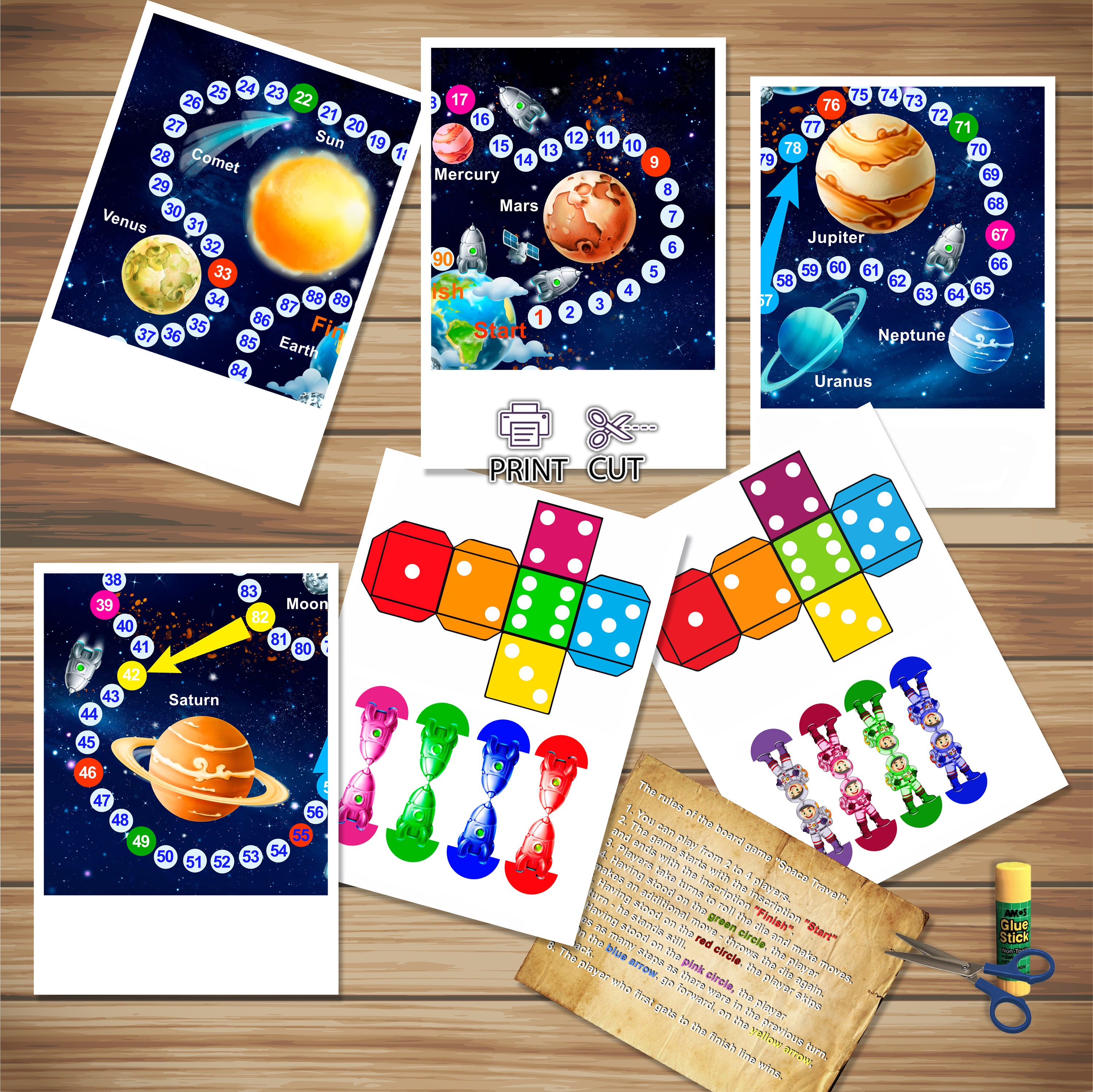 Board Game "space Travel", Game - Walker for Children, Printable Game ...