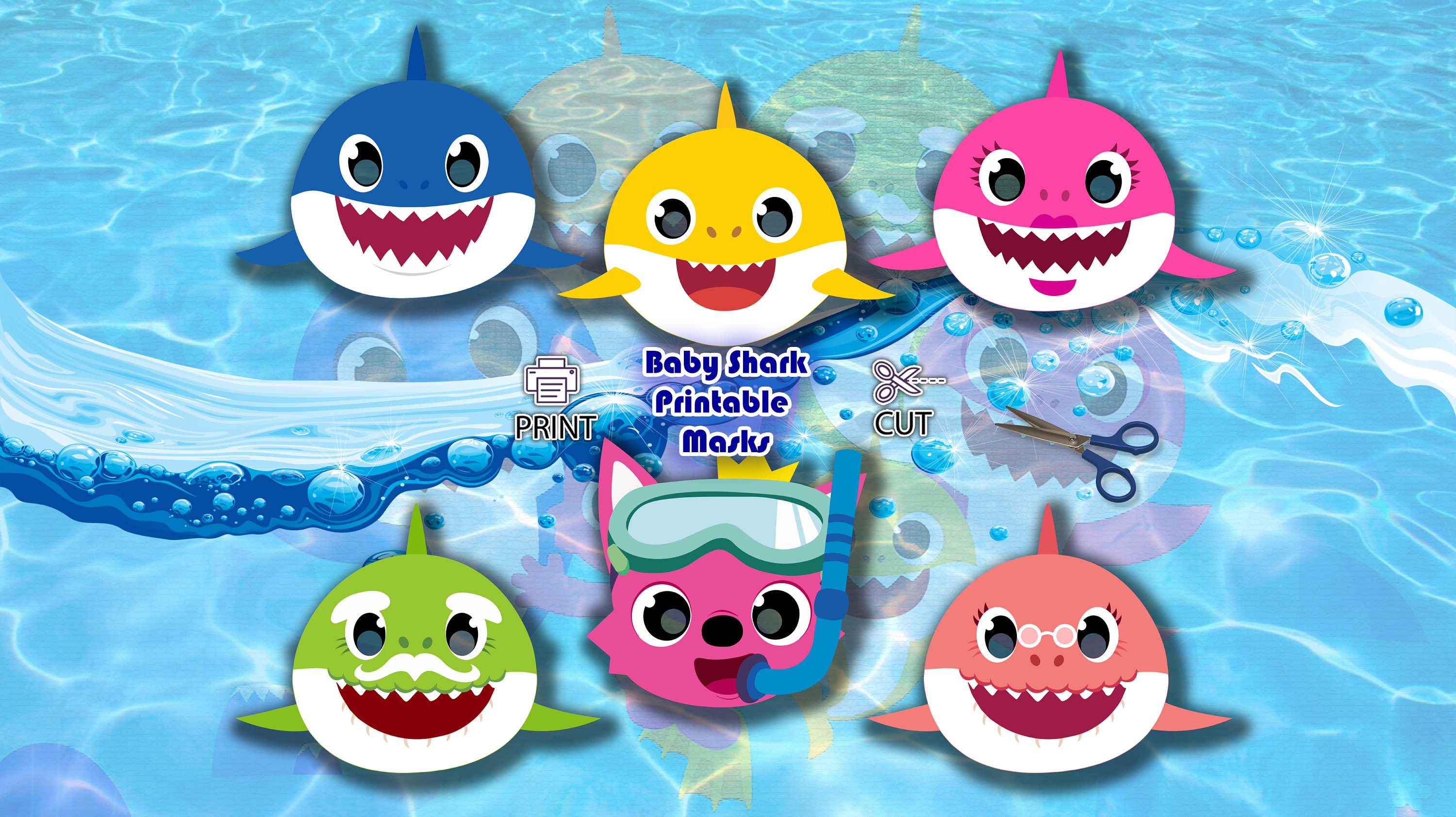 Baby Shark Printable Mask, Template, Cut-out, Pdf Cut Print Printable ...