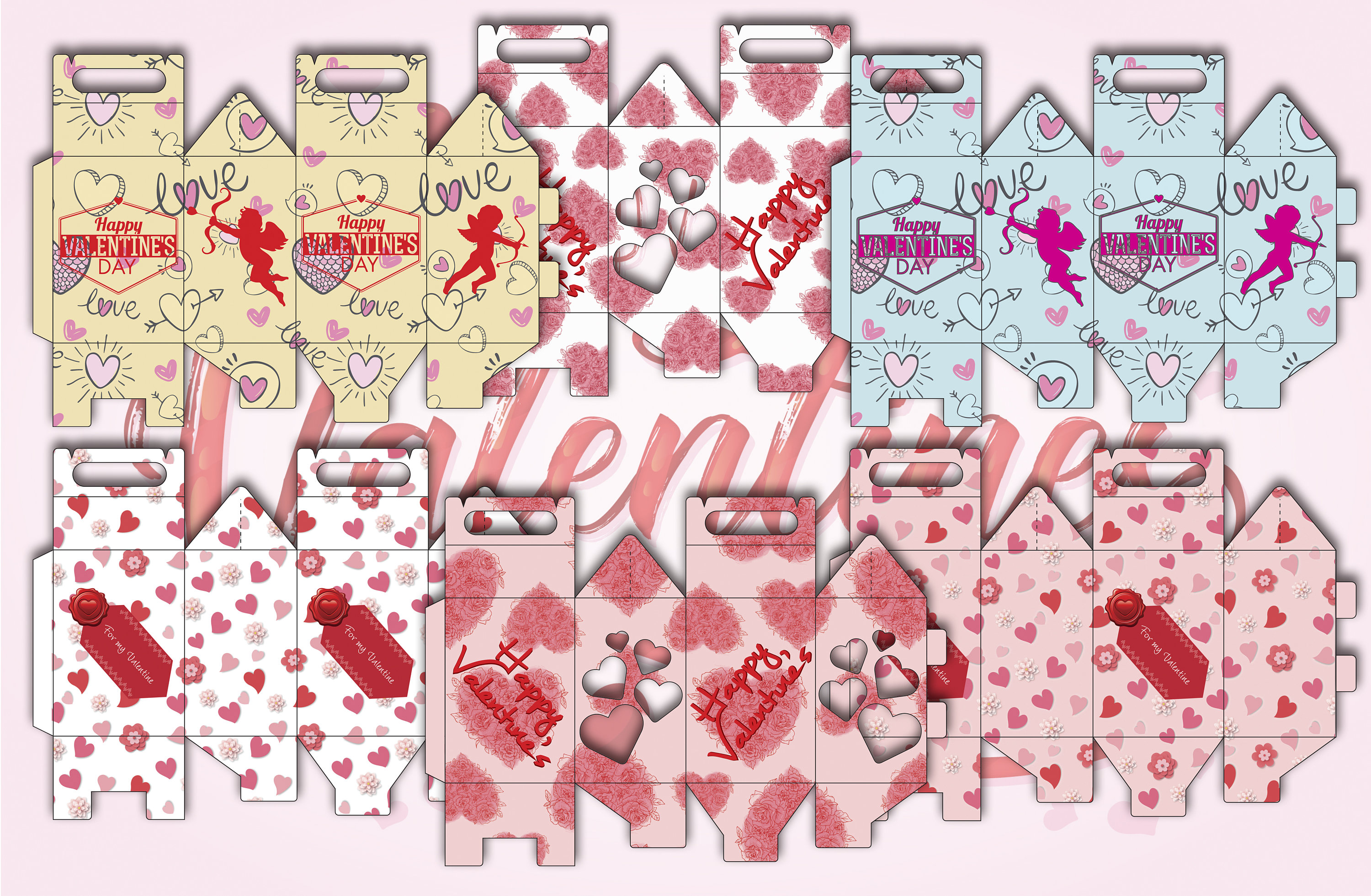 Valentines Printable Gigt Box Template Cut-print Pdf Fold Cut Print ...