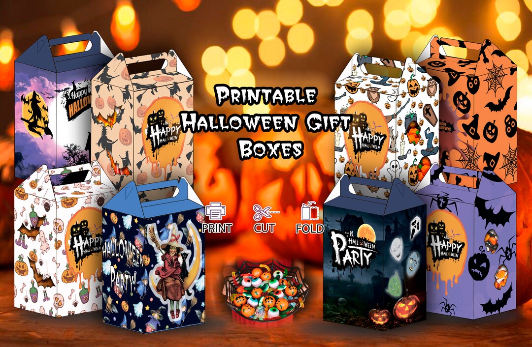 Halloween Printable Gigt Box Template Cut-print Pdf Fold Cut Print ...