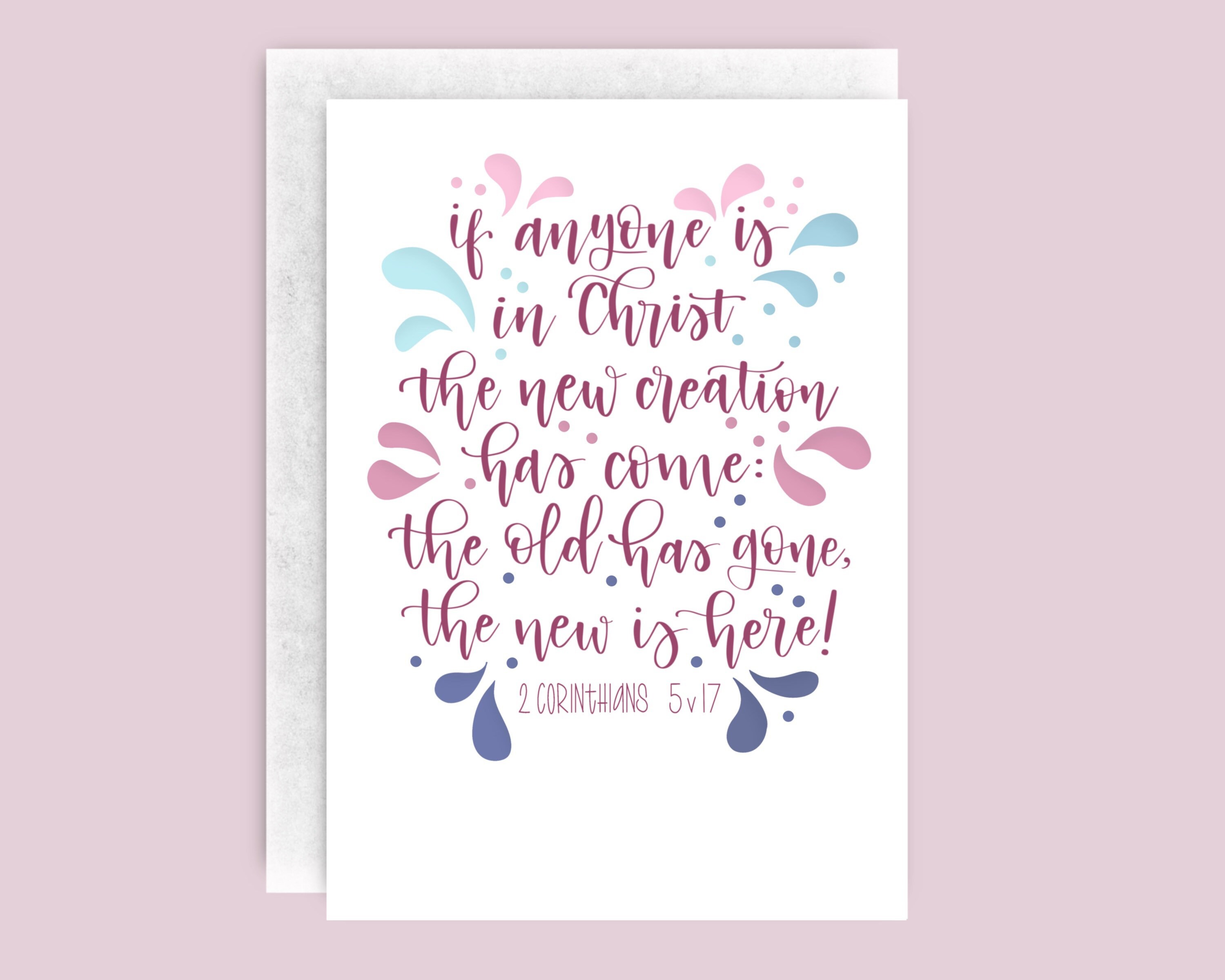 Baptism Card Adult Baptism Card Bible Verse Christian Card New Creation ...