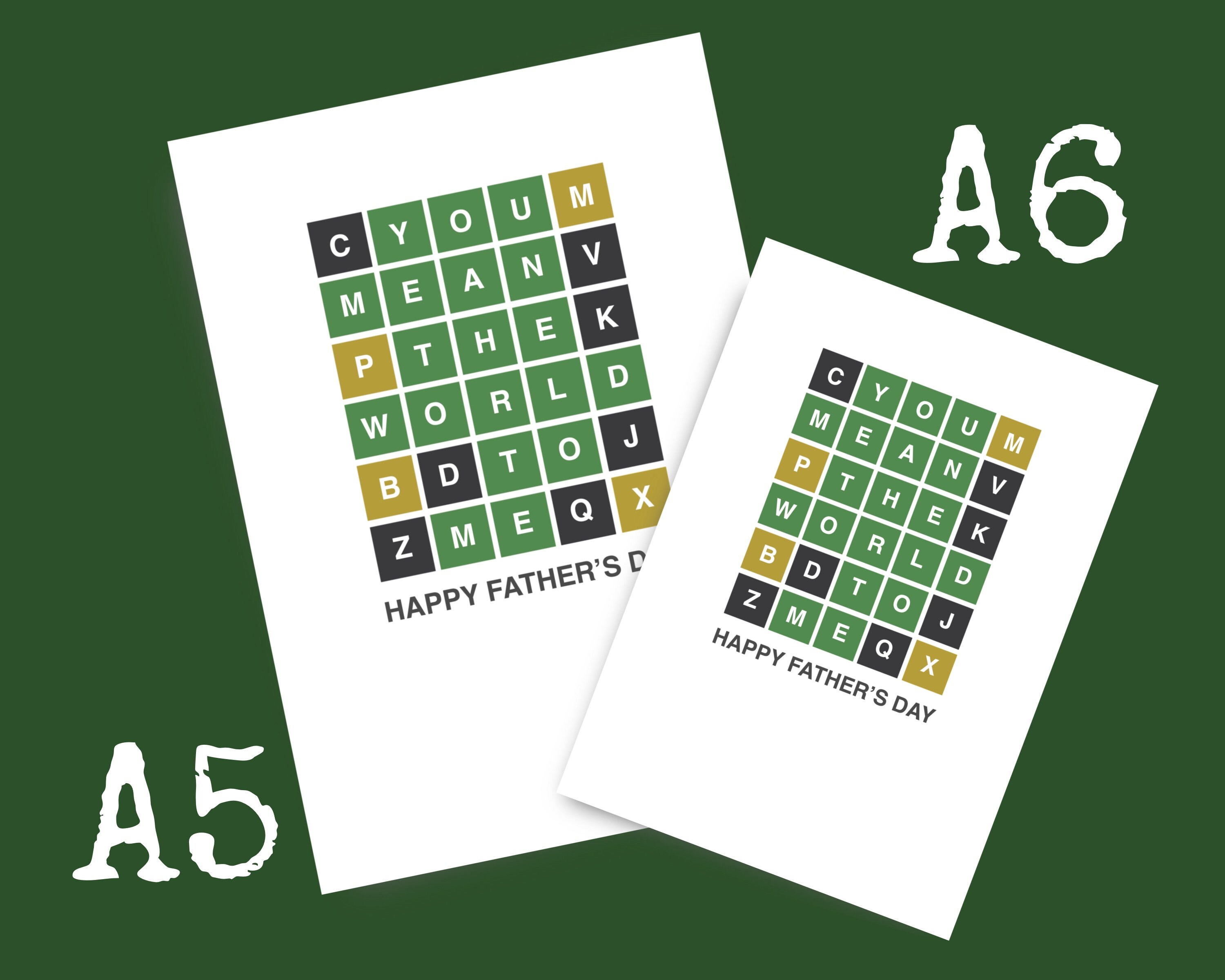 Fathers Day Card WORDLE Fathers Day Card You Mean the World to Me Fun ...