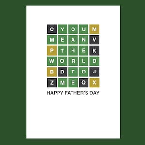 Fathers Day Card WORDLE Fathers Day Card You Mean the World to Me Fun ...
