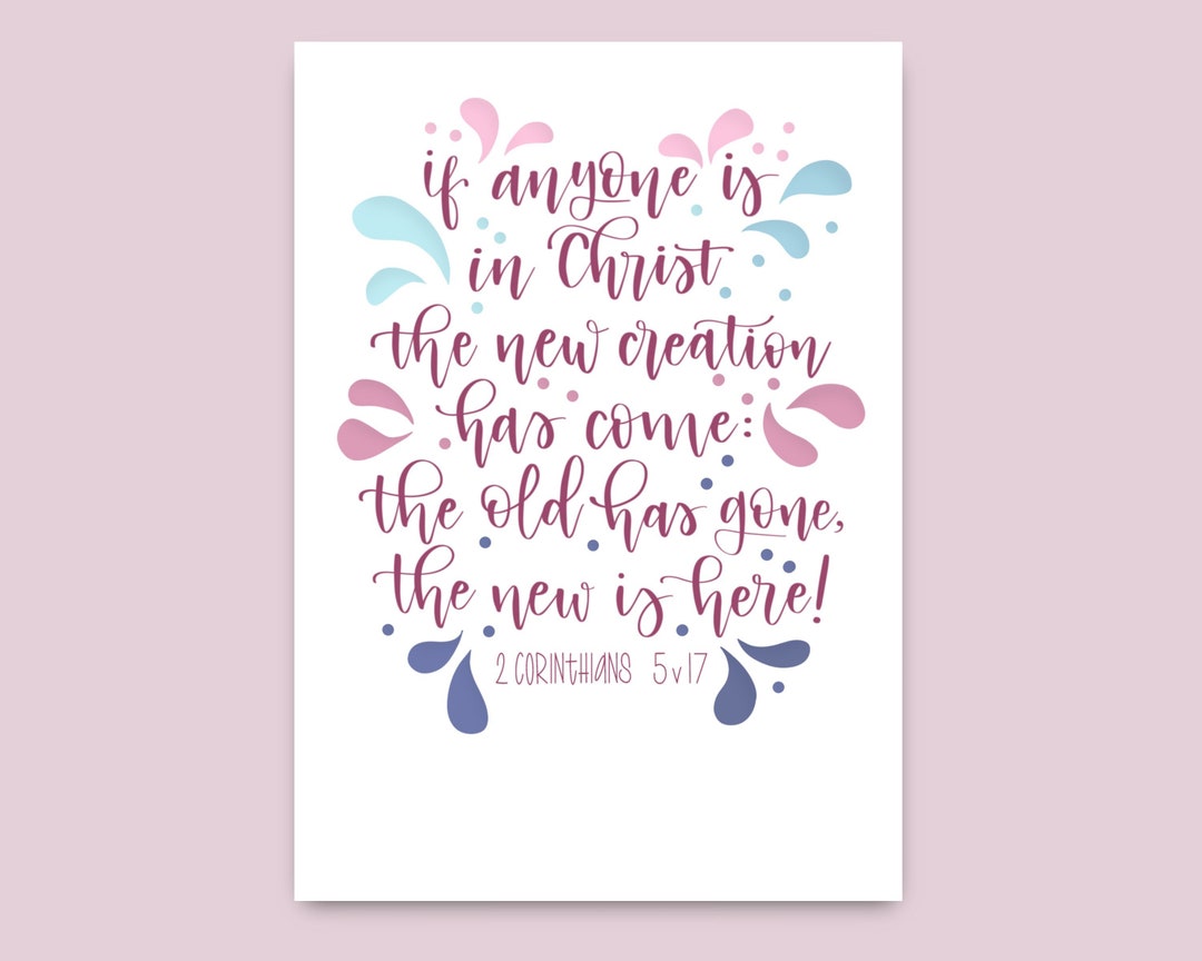 Baptism Card Adult Baptism Card Bible Verse Christian Card New Creation ...