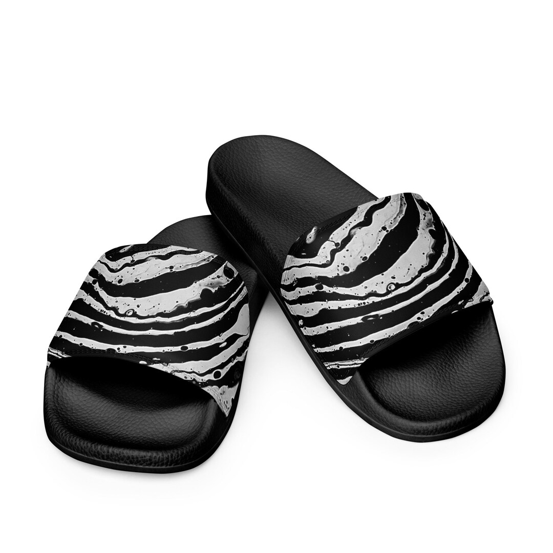 Artworks Series ZEBRA Women's Slides, Summer Shoe, Black, White, Slip ...
