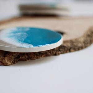 Set of 4 Ceramic Resin Drink Coasters, Ocean Resin Coaster, Modern ...