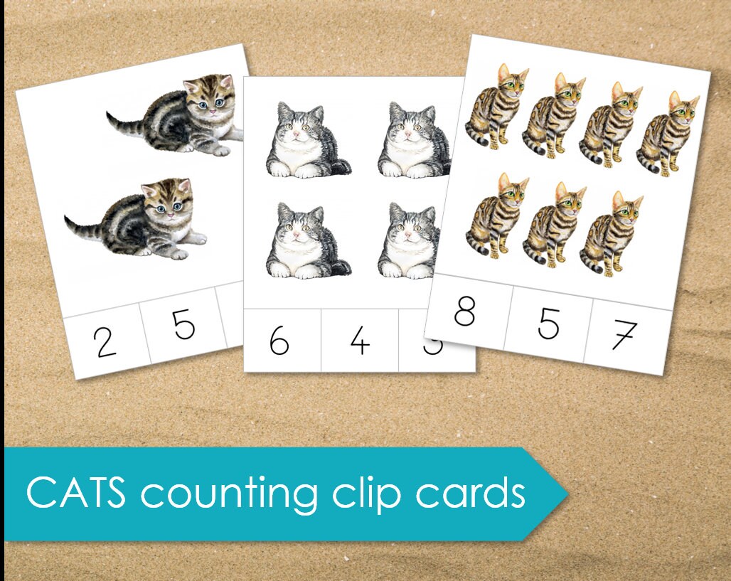 CATS Counting Clip Cards - Montessori Mathematics - Educational ...