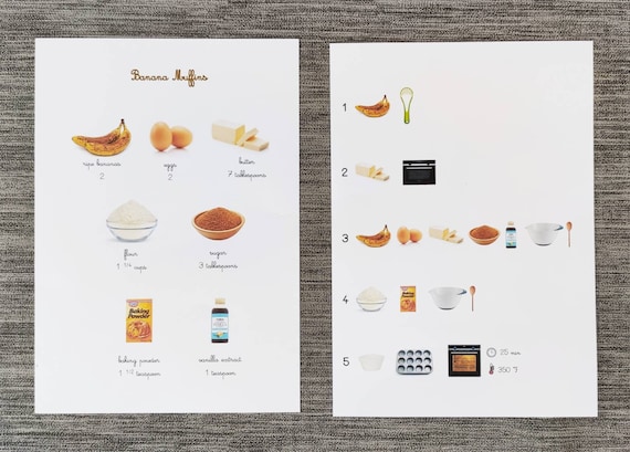 Montessori Visual Recipe Banana Muffins Multilingual | Etsy