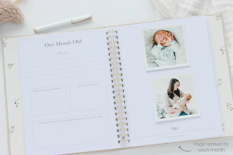 Linen Baby Memory Book: First Year Milestone Journal, Keepsake Box - Etsy