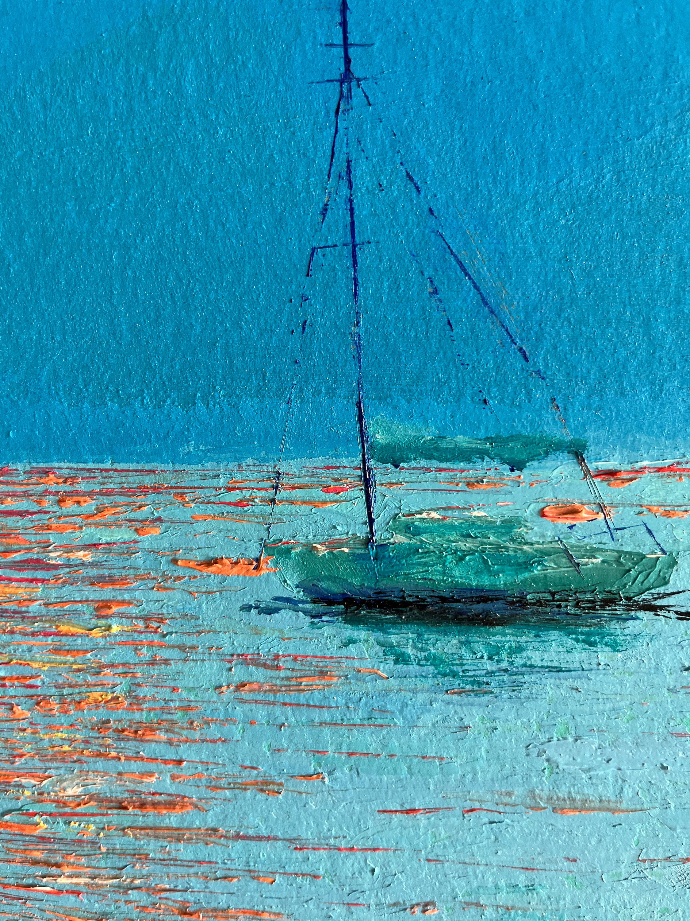 Boat Oil Painting Pink Sunset Painting Seascape Painting Pink Sunset ...