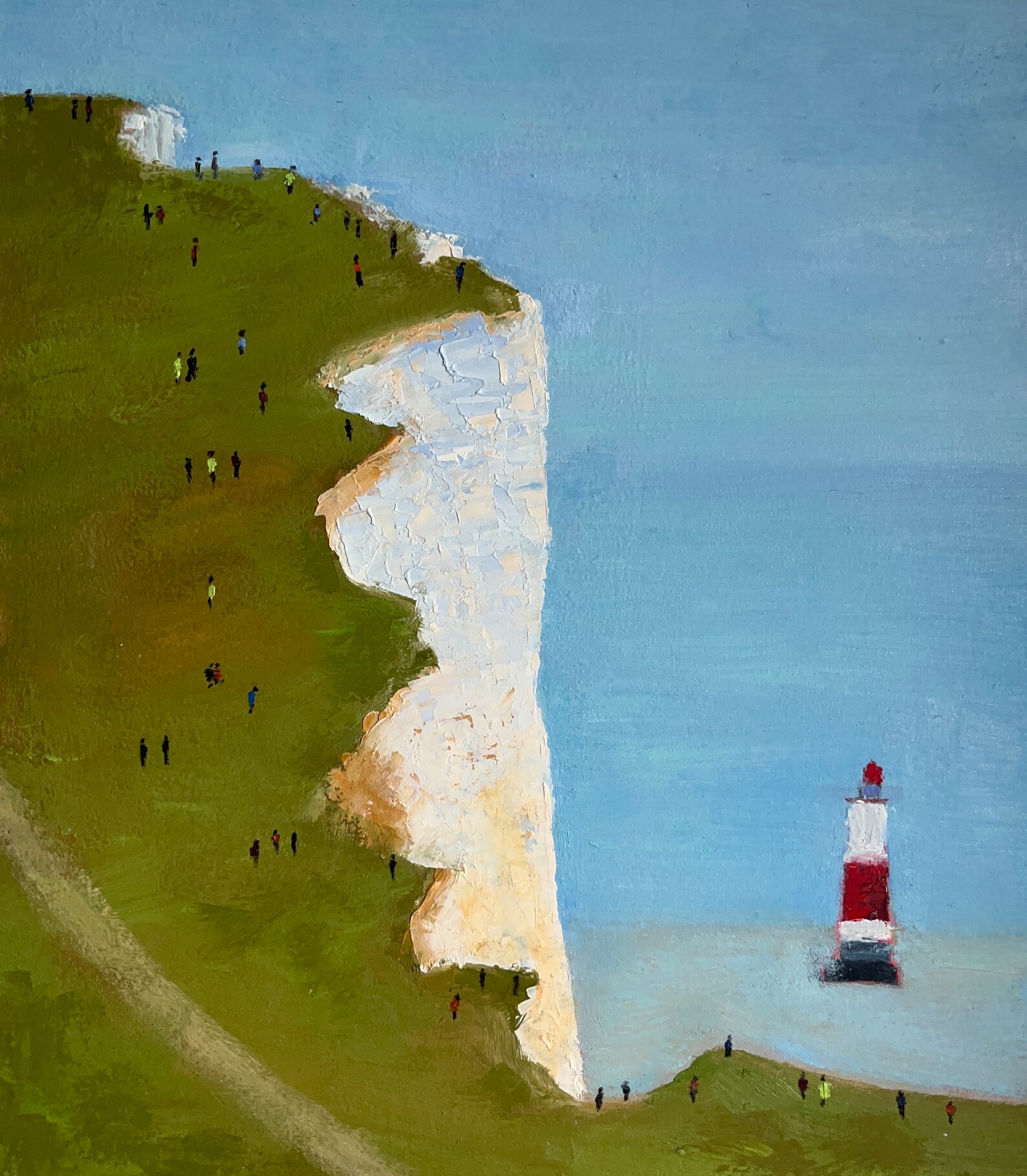 Beach Head Lighthouse Oil Painting Seascape Original Art Lighthouse ...