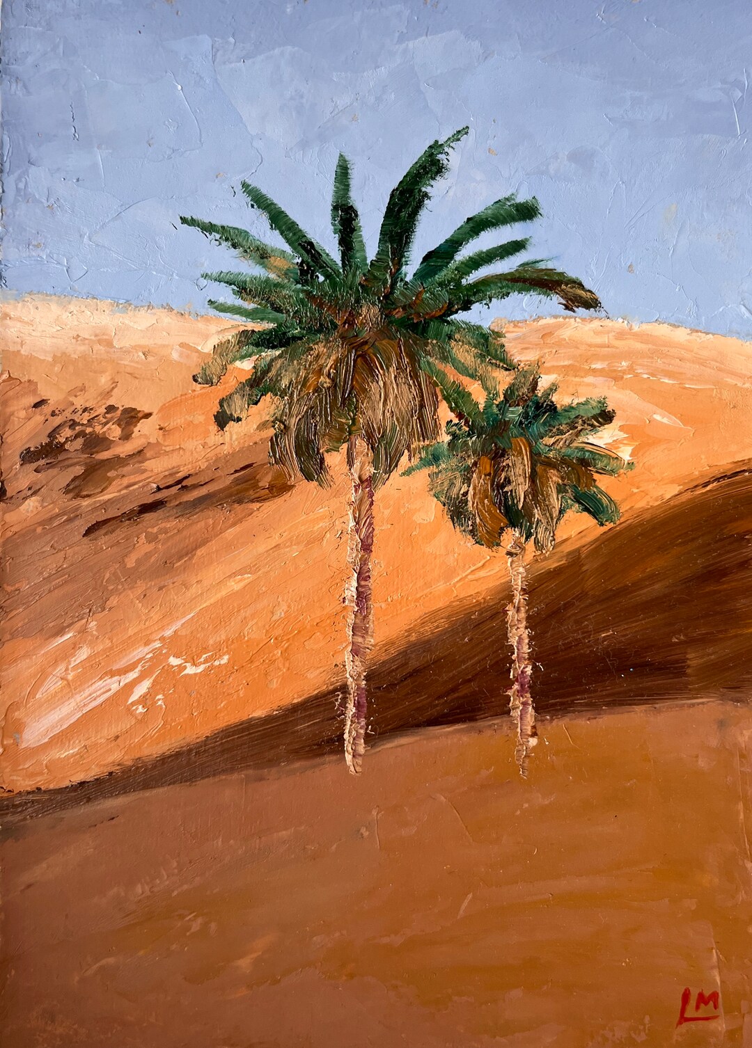 Desert Oil Painting Oasis Art Landscape Hand Made Painting Desert Wall ...