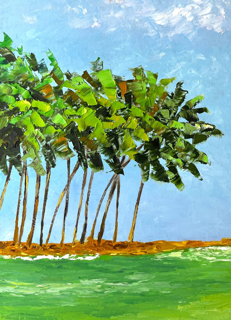 Palm Trees Oil Painting Palm Trees Original Art Palm Trees Beach Wall ...