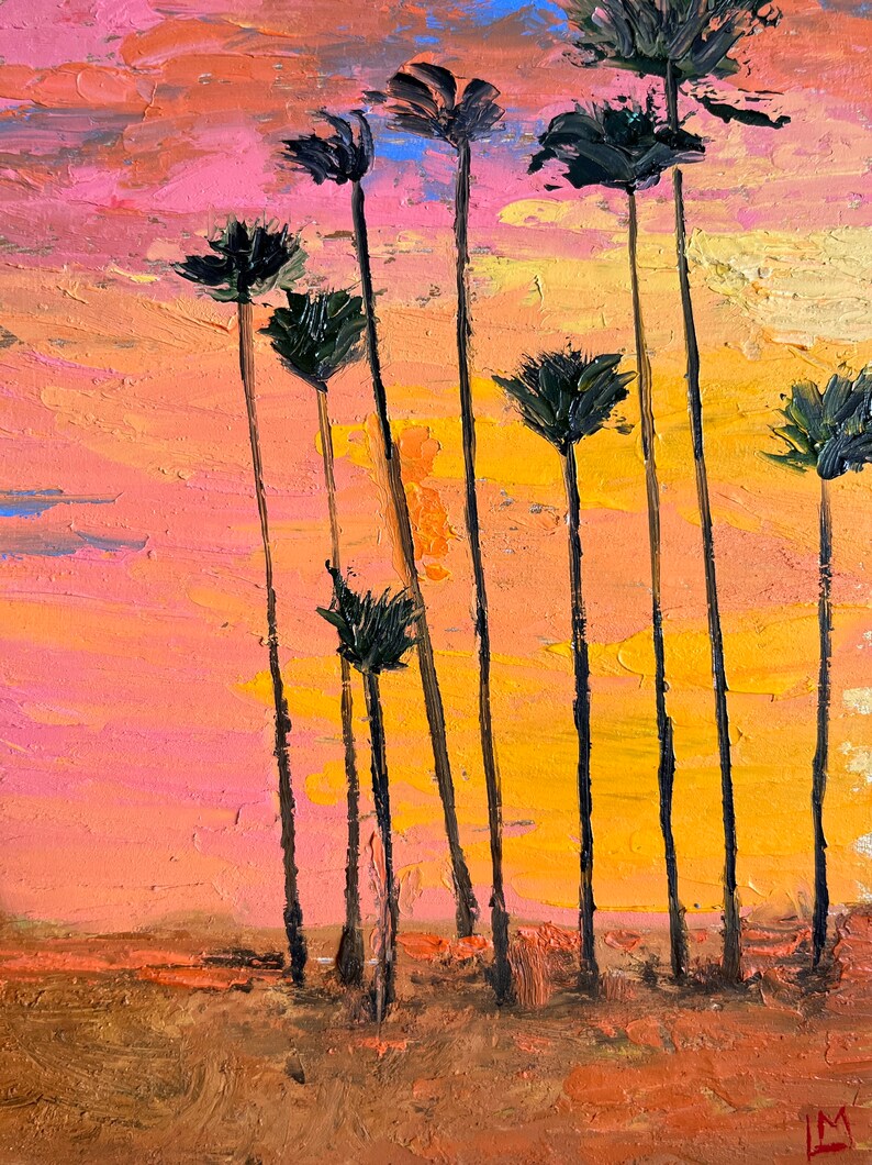 Beach Art Palm Trees Painting California Oil Painting California Coast ...