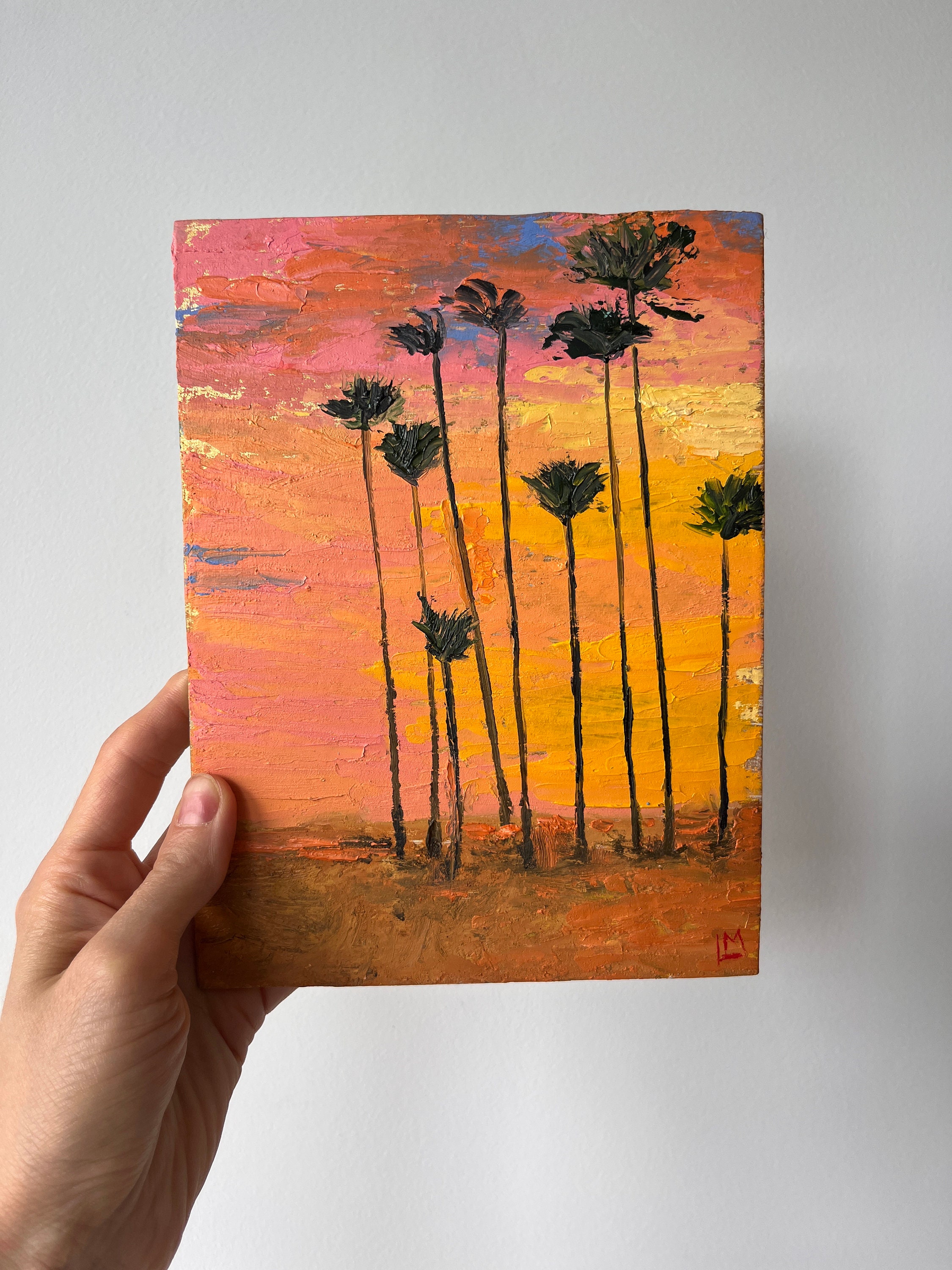 Beach Art Palm Trees Painting California Oil Painting California Coast ...