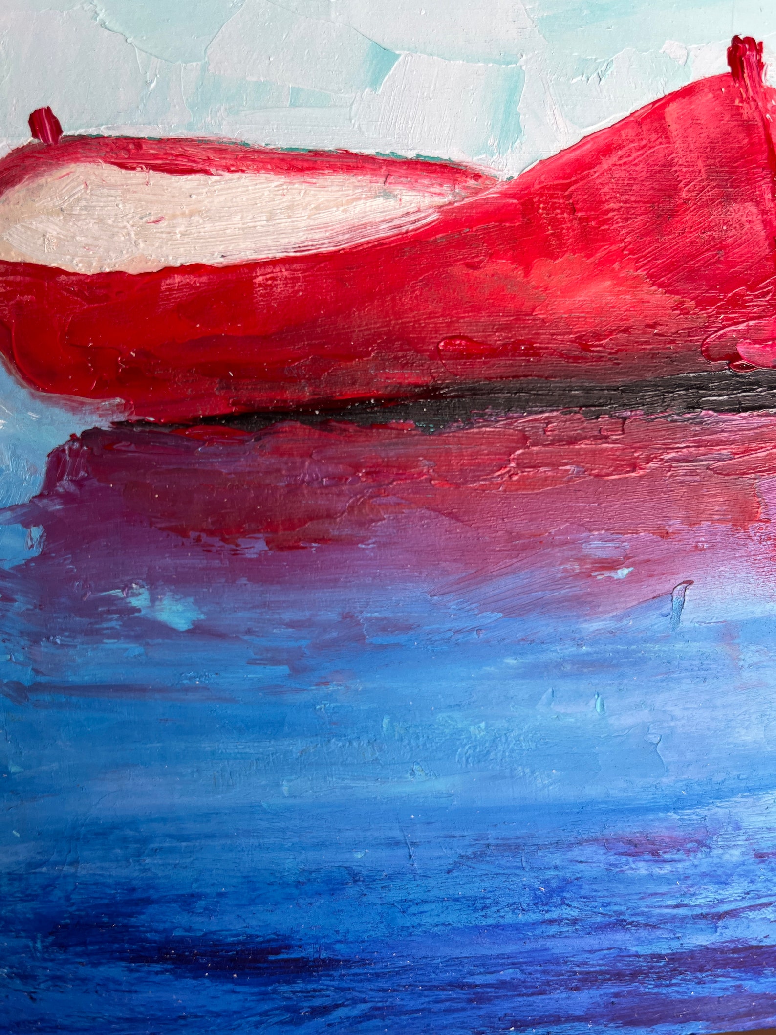 Red Boat Oil Painting Red Boat Art Red Boat Wall Art Red Boat Original ...