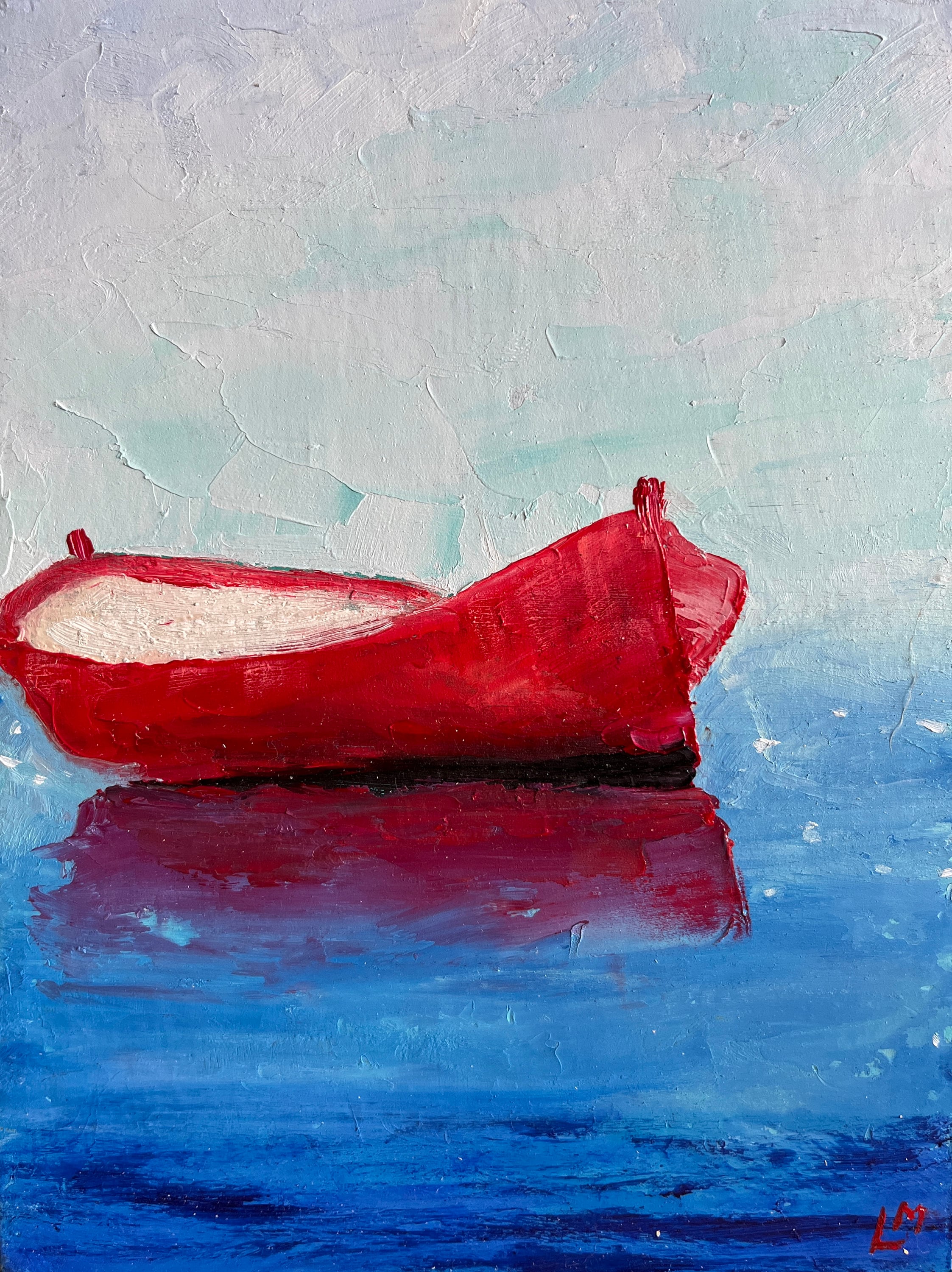 Red Boat Oil Painting Red Boat Art Red Boat Wall Art Red Boat Original ...