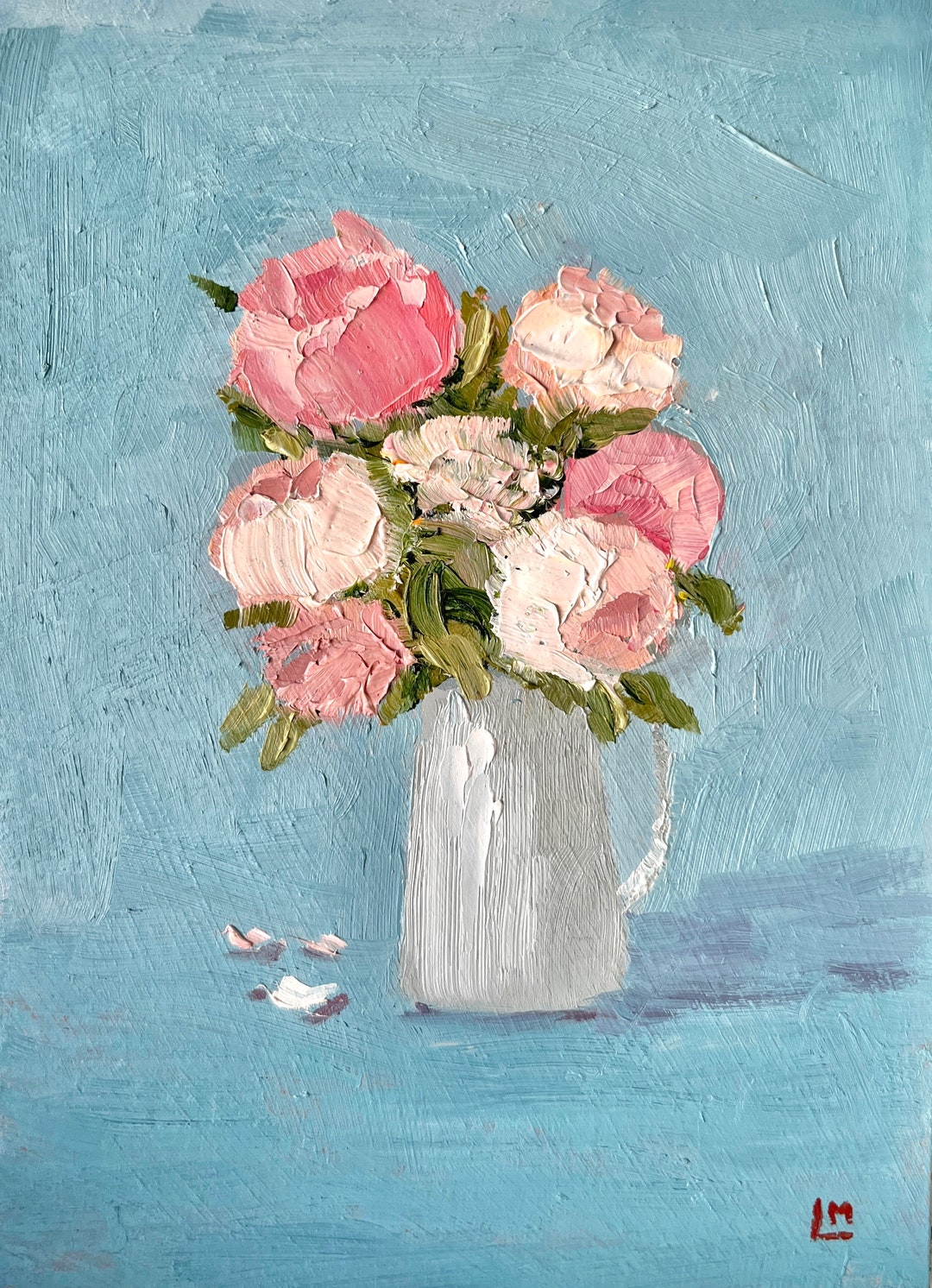 Jar of Rose Oil Painting Flowers Original Art Flowers in Jar Wall Art ...