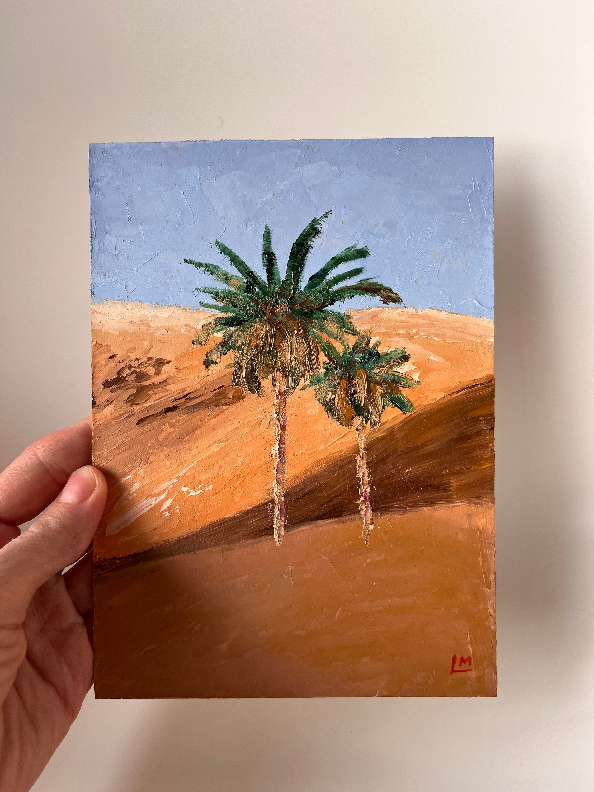 Desert Oil Painting Oasis Art Landscape Hand Made Painting - Etsy
