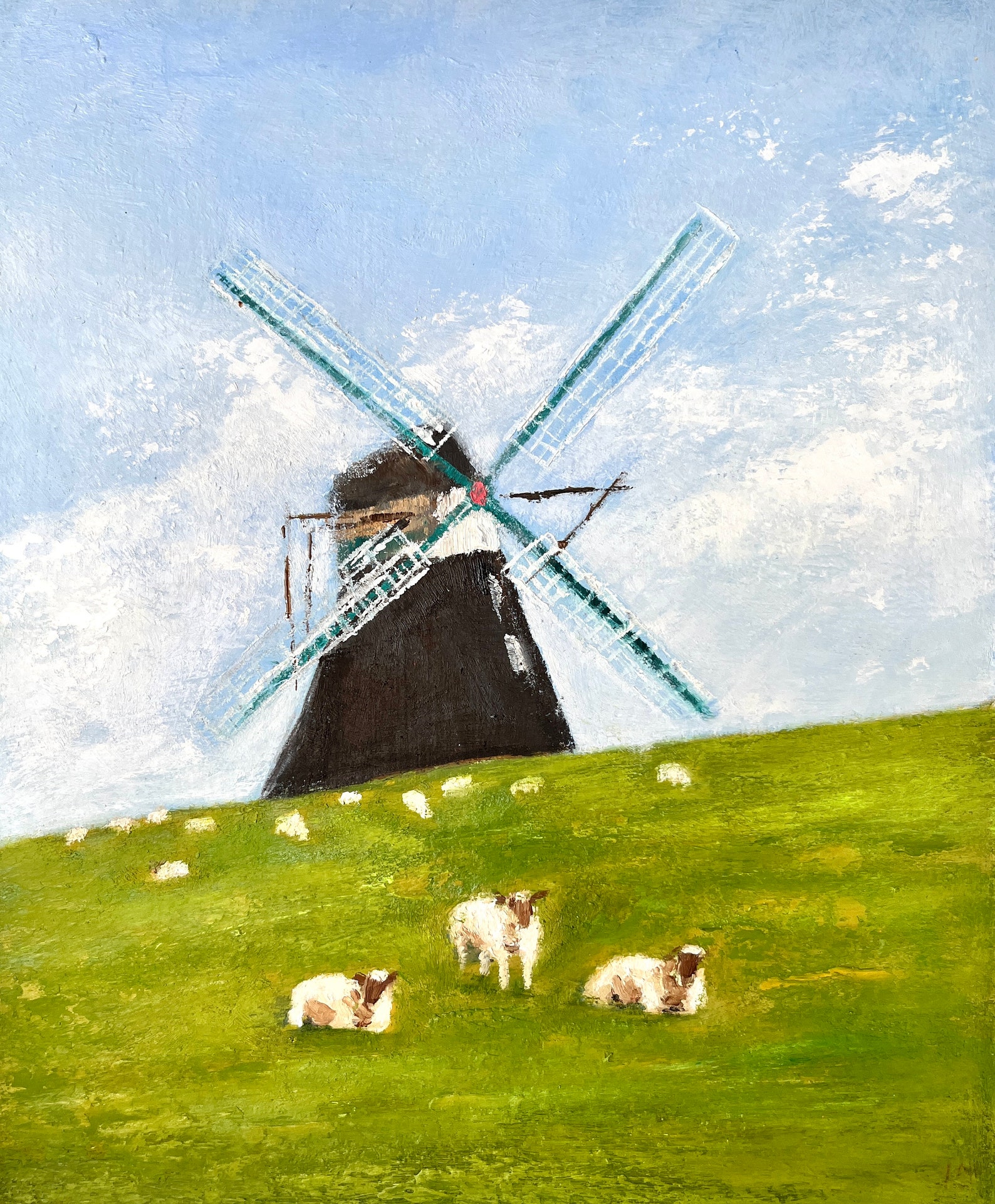 Holland Oil Painting Old Mill Art Painting Antique Windmill Dutch Decor Windmill Original ...