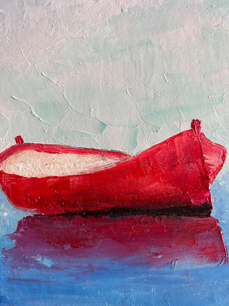 Red Boat Oil Painting Red Boat Art Red Boat Wall Art Red Boat Original ...