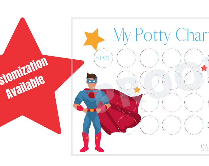 Super Hero Potty Chart for Boys Instant Download Sticker Reward Chart ...