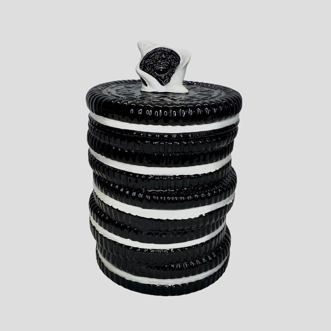 Stacked Oreos Cookies & Cream Ceramic Cookie Jar With Lid Handle ...