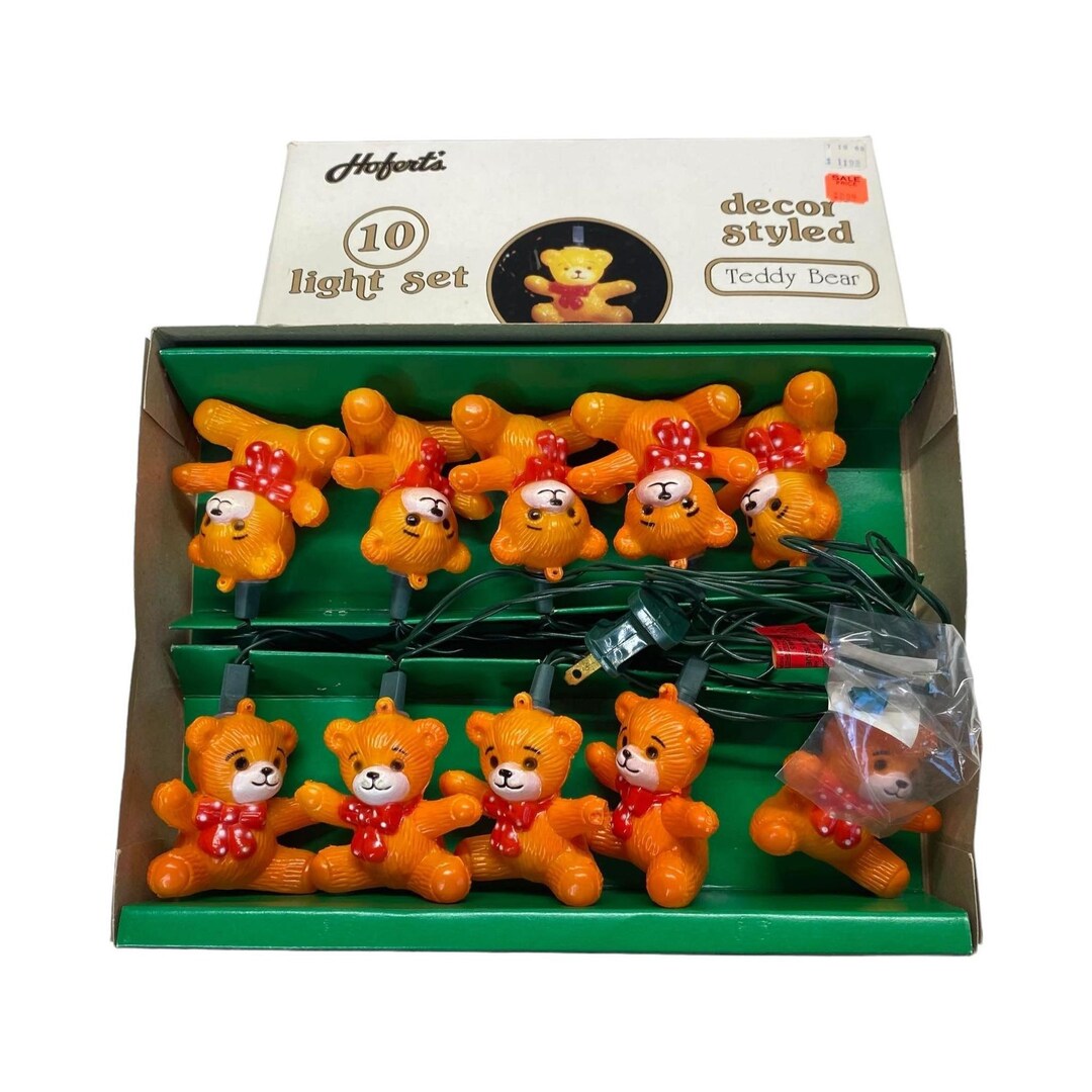 Hoferts Teddy Bear String Light Sets Lot of 2 Orange Christmas Blow Mold Vintage - Etsy