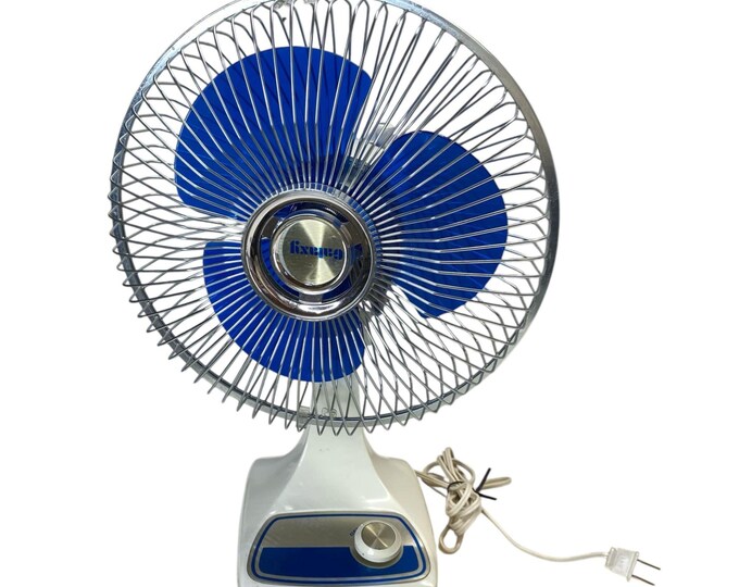 Galaxy Oscillating Electric Table Desk Fan 2-speed Blue Blade Vintage ...
