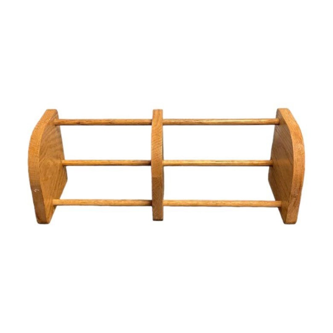 Wooden Adjustable CD DVD VHS Rack Holder Shelf Media Storage Vintage ...