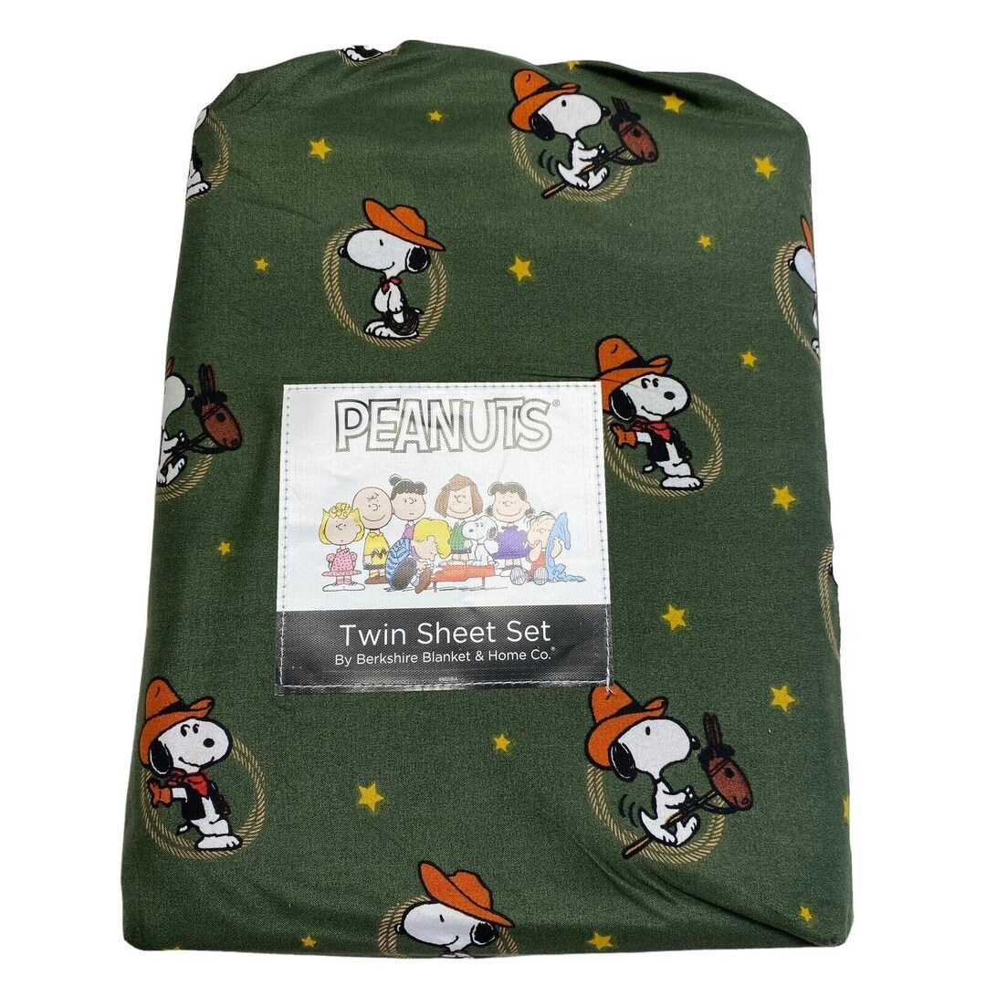 PEANUTS Snoopy Cowboy Western Rodeo 3pc Twin Bedsheet Set Kids Room ...