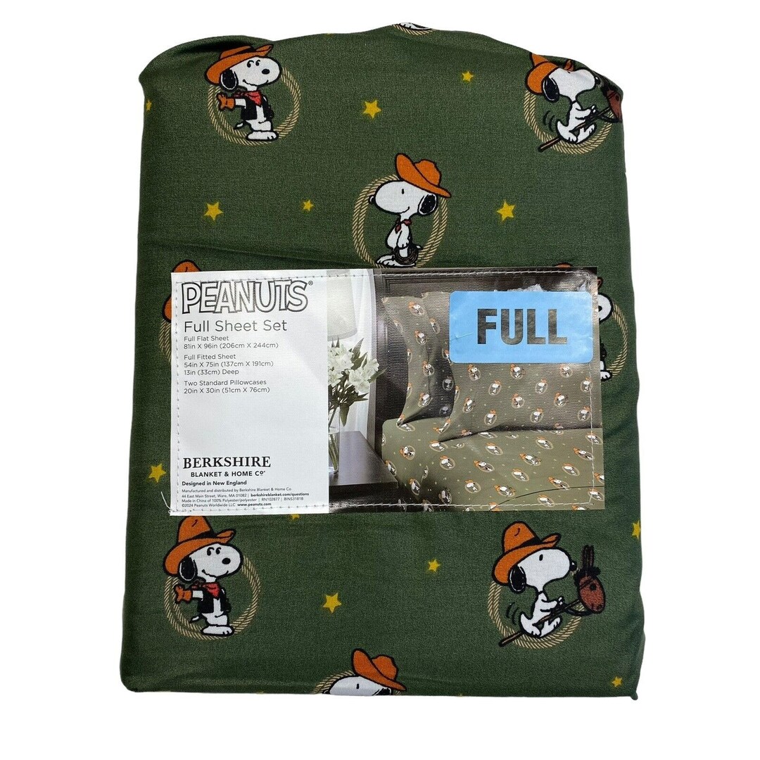 Peanuts Snoopy Western Rodeo Full Size Bedsheet 3 Pc Set Kids Room ...