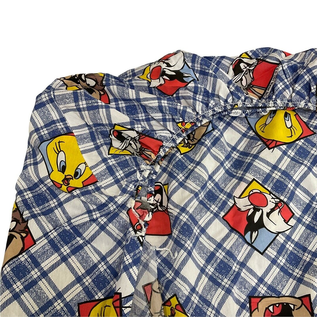 Warner Bros Looney Tunes Taz Tweety Bugs Plaid Twin Flat Sheet the Bibb ...