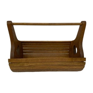 Wooden Slat Storage Basket Fruit Vegetable Tool Caddy Heart Cutout ...