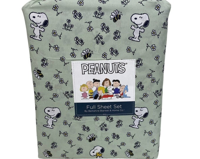 Peanuts Snoopy Woodstock Full Bed Sheet Set Spring Floral Bees Soft ...