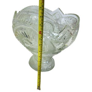 Crystal Glass Aztec Punch Bowl Set With Ladle Hooks and Cups Vintage LE ...