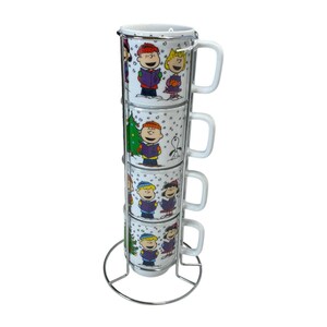 Peanuts & the Gang Charlie Brown Snoopy Stackable Stand Coffee Mugs Cup Set of 4 - Etsy Australia