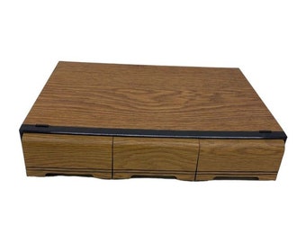 Woodgrain Cassette VHS Tape Cabinet Holder Storage Organizer 2 Drawers ...