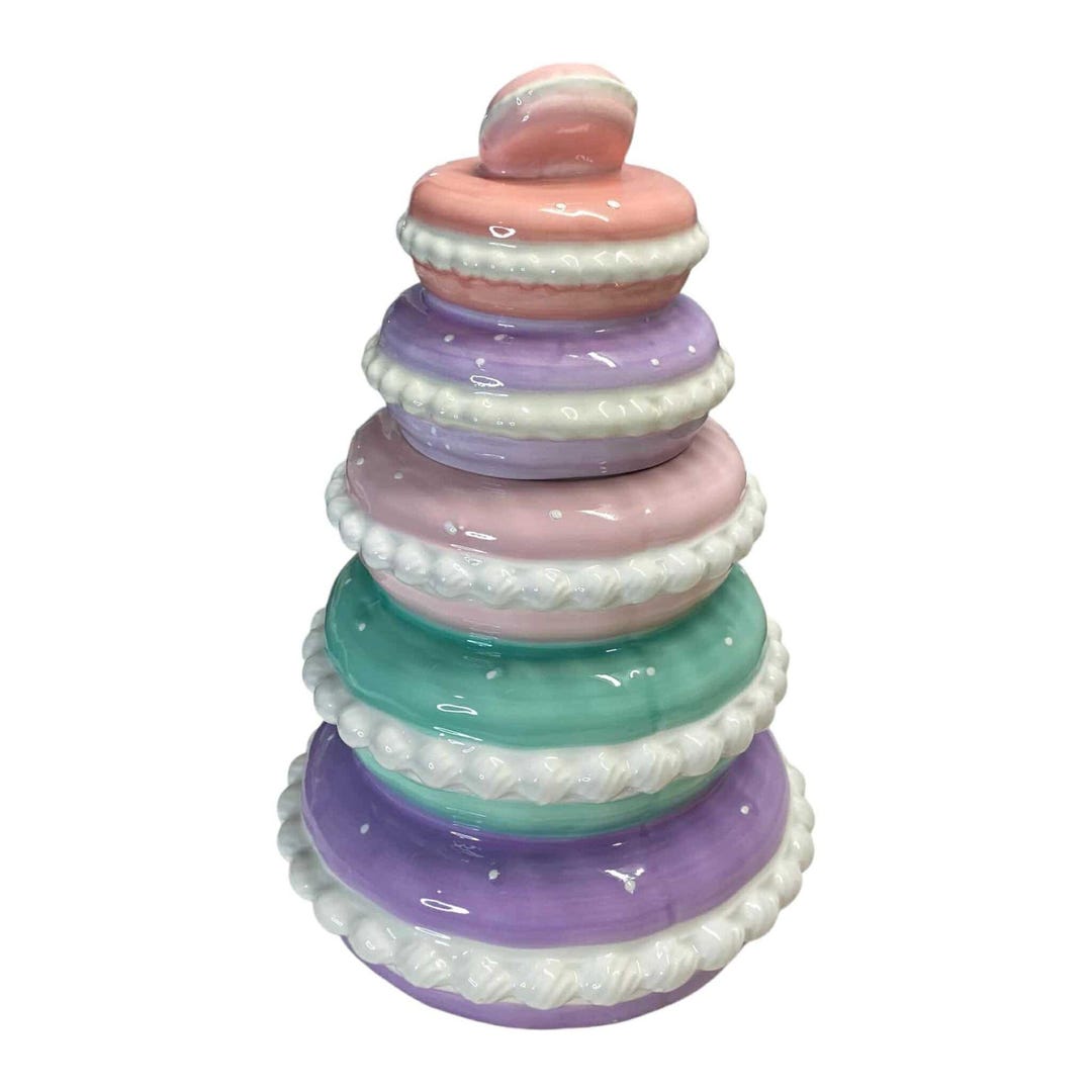 Peppermint & Pine Pastel Macaron Christmas Cookie Jar Canister With Lid ...
