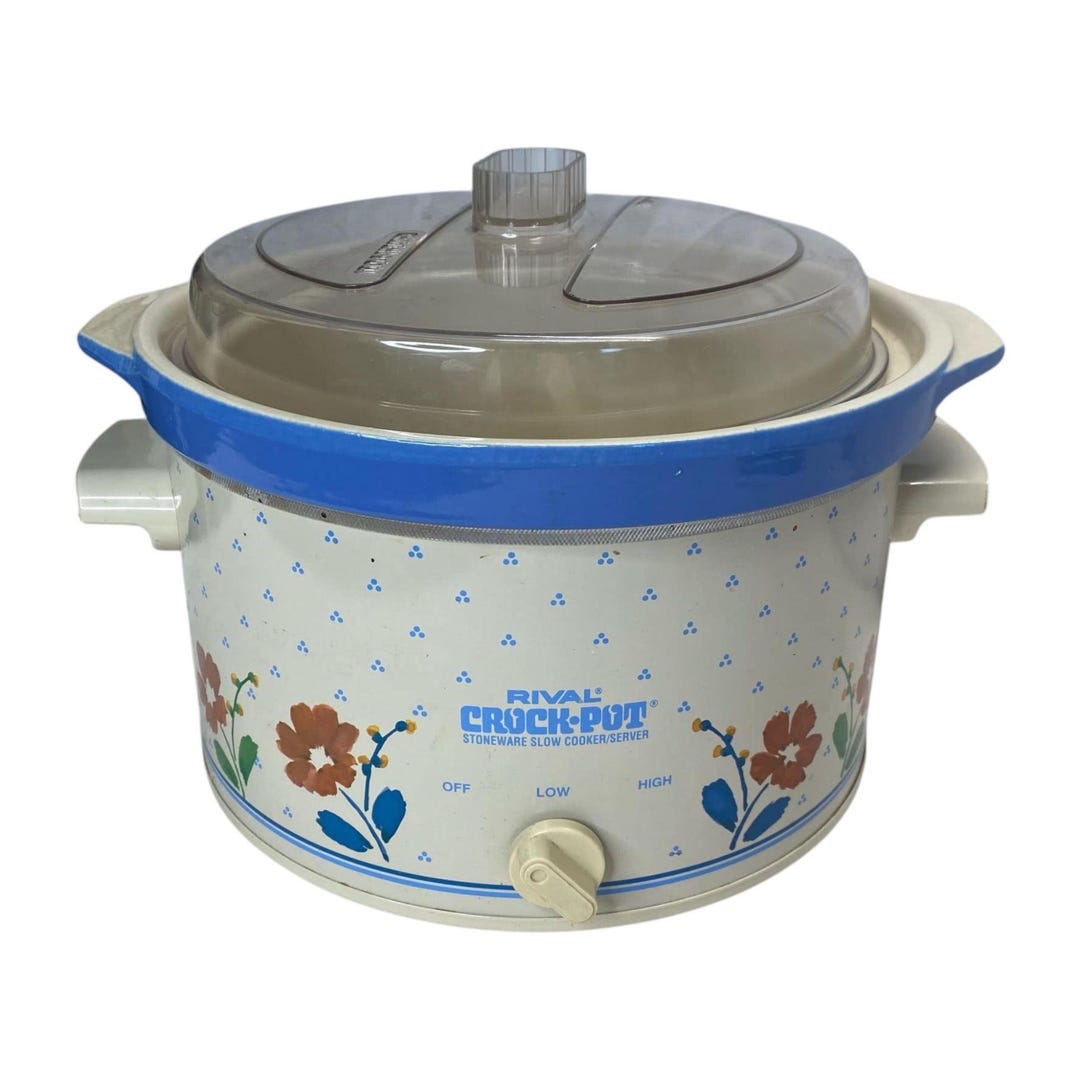 Rival Crock Pot Slow Cooker Server 4 Qt Floral Design Removable ...