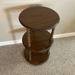 Mid Century Modern Plant Spindle Stand Curio 3 Tier Display Round Shelf ...